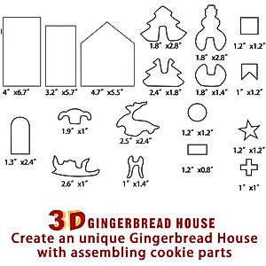 18pcs 3D Creative Christmas Cookie Cutters Set Gingerbread House Chocolate House Cutter Kit Biscuit Cake Bakeware Santa Elk Festival Xmas DIY 3D Type Cracker Cookie Mold