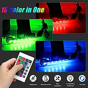 Waybelive LED Scooter Deck Light, Remote Control Skateboard Light, 16 Color Change by Yourself, 10 Ft, Waterproof, Shockproof, Super Bright to Display at Night. Good Gift for Kids