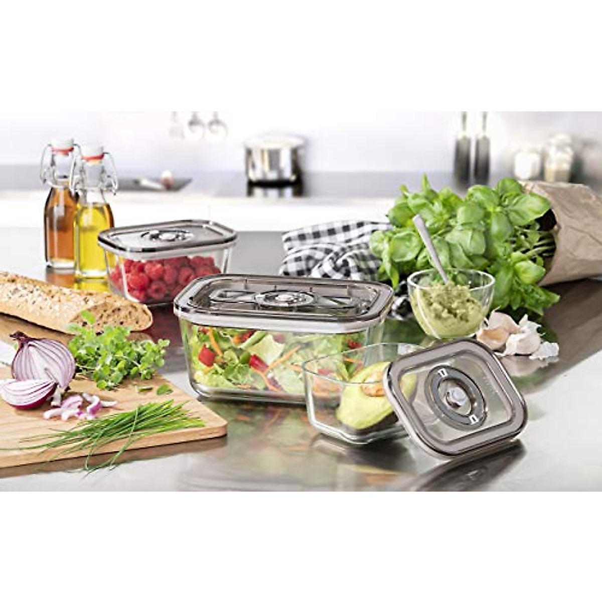 Caso Design VG 3000 3-Piece Food Vacuum Canister Set with Food Management App, small