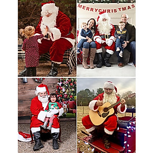 ADOMI Santa Claus Costume for Men Adults Santa Suit 11pcs Mens Red Deluxe Christmas Clause Outfit Cosplay Vacation Suits Set M