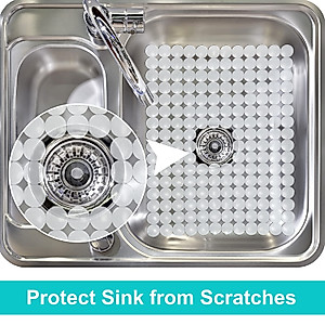 Coopay 2 Pack Kitchen Sink Mat Plastic Sink Protect Mat PVC Eco-Friendly Kitchen Adjustable Stainless Steel/Porcelain Dish Drying Pad Sink Protector for Bottom of Kitchen Sink, 15 x 11 Inches (Clear)
