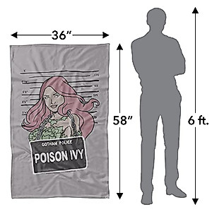 LOGOVISION Batman Blanket, 36"x58" The Poison Ivy Mugshot Fleece Blanket