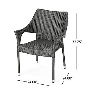 Christopher Knight Home Cliff Outdoor Wicker Chairs, 2-Pcs Set, Grey