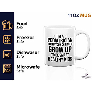 Flairy Land Pediatrician Coffee Mug 11oz White - Grow Up Smart - Physician Tiny Human Doctor Pediatric Nurse Funny Children Kids Pediatric Appreciation