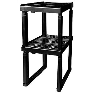 Locker Organizer Shelf， Adjustable Width and Height, Ideal Locker for School, Office, and Gym Lockers (Black 2 Pack)