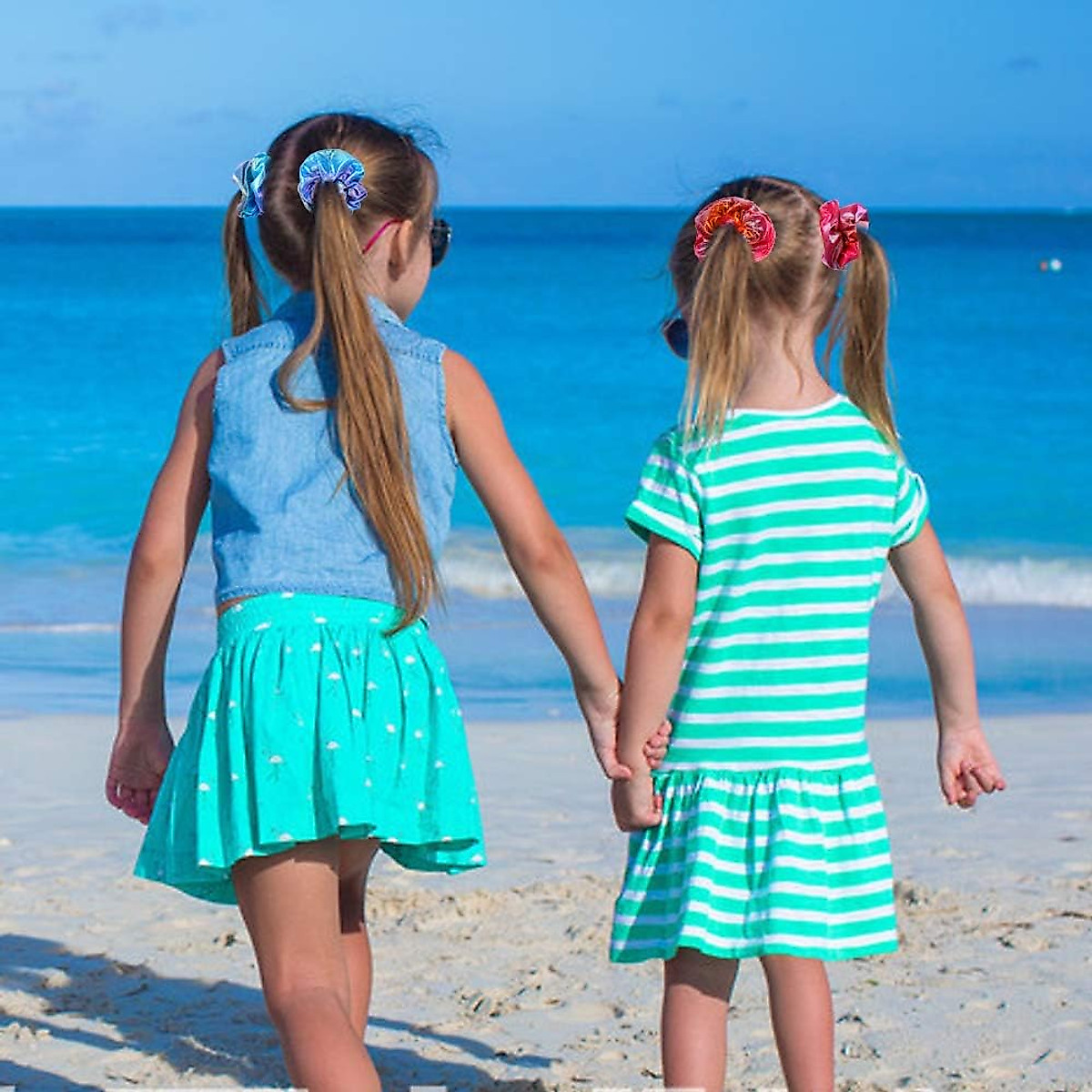 24Pcs Hair Scrunchies for Girls Shiny Metallic Scrunchies Cute Elastic Hair Bands Scrunchy Hair Ties Ponytail Holder for Girls Women Hair Accessories with a Gift Bag for Gym Dance Party Club