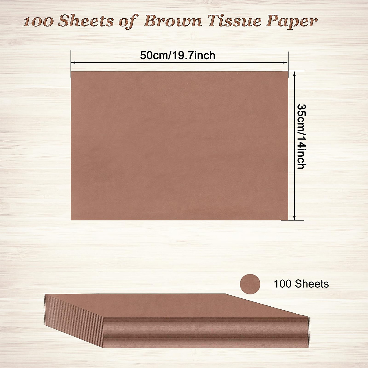 100 Sheets Brown Tissue Paper Artdly 14 x 20 Inches Brown Wrapping Paper Bulk for Weddings Birthday DIY Project Festival Wrapping Crafts Decor