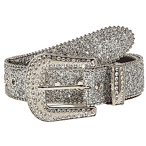 HinyBoeh Western-Rhinestone-Belts for Womens/Mens Sparkly-Bling-Belt Cowgirl-Cowboy-Country Belts for Unisex 26-37''Waist