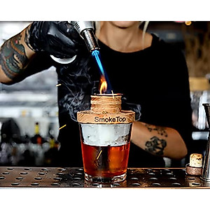 SmokeTop Cocktail Smoker Kit, Torch, 90ML Butane, 4 Pack (Cherry, Hickory, Maple, and Oak) Wood Chips - Cocktail Smoker Kit & Chips