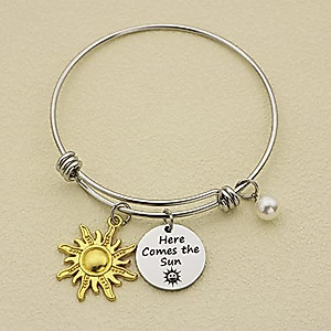 SELOPU Inspirational Bracelet Beatles Gift Beatles Lyrics Bracelet Here Comes the Sun Beatles Song Jewelry Meaningful Gift for Beatles Loyal Fans(Here Comes the Sun-BRA)