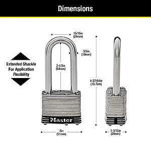 Master Lock 5SSQLJ Stainless Steel Outdoor Padlock with Key, 4 Pack Keyed-Alike, Silver