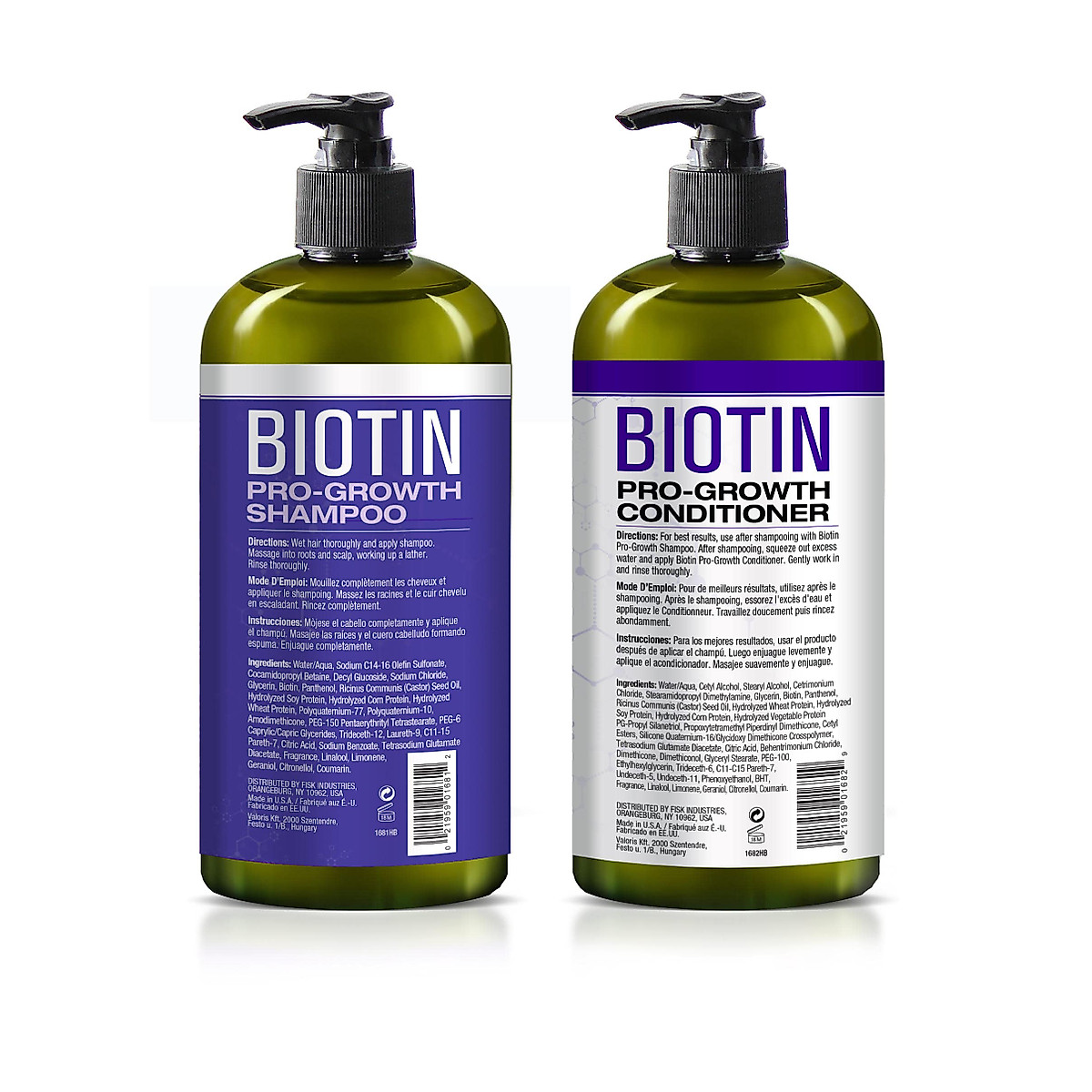 Hair Chemist Biotin Pro-Growth Shampoo & Conditioner 2-PC Gift Set - Includes 33.8oz Shampoo & 33.8oz Conditioner