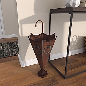 Deco 79 Metal Umbrella Stand, 13" x 13" x 28", Brown