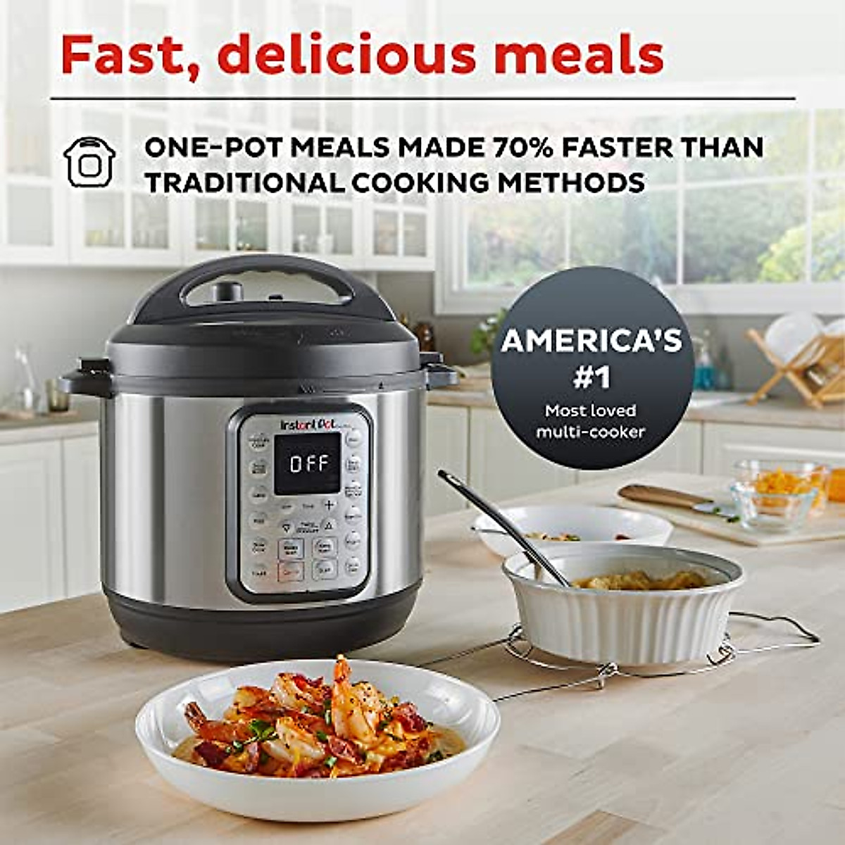 Instant Pot Duo Plus 9-in-1 Electric Pressure Cooker, Sterilizer, Slow Cooker, Rice Cooker, Steamer, Saute, 8 Quart, 15 One-Touch Programs & ant Pot Tempered Glass lid, Clear 10 Inch (26 cm) 8 Quart