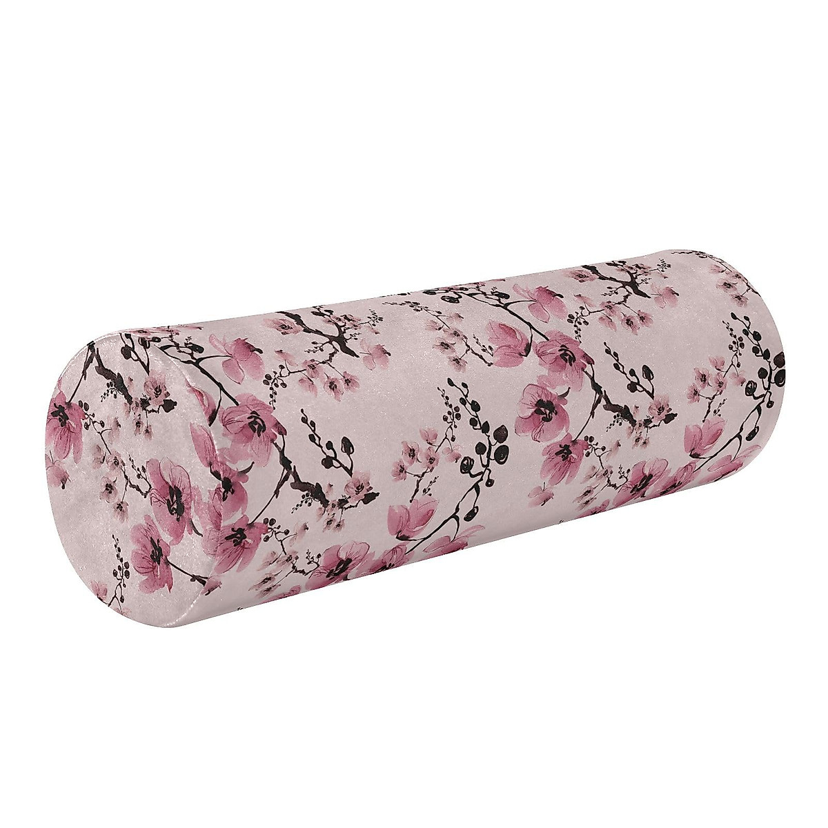 Vnurnrn Pink Cherry Neck Support Pillow Round Neck Roll Bolster Cylinder Pillow Cervical Pillows Arm Pillow for Leg Knee Back Head Support for Adults Bedroom Camp Work