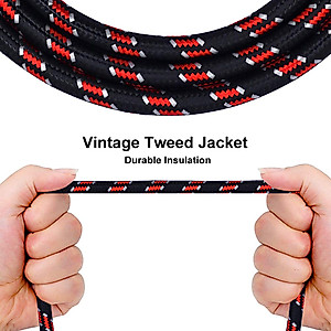 NUOSIYA 1/4 Inch TS to TS Electric Guitar Cable Braided Guitar Amp Cord Flex Instrument Cable for Electric Guitar, Bass AMP, Keyboard, Mixer, Equalizer (Braided Black White, 10FT)