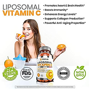 Premium Liposomal Vitamin C 2000mg - 180 Capsules –Ultra Potent High Absorption Ascorbic Acid, Supports Immune System & Collagen Booster - Powerful Antioxidant High Dose Fat Soluble Vitamin C