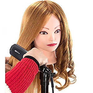 SILKY 26"-28" Long Hair Mannequin Head with 60% Real Hair, Hairdresser Practice Training Head Cosmetology Manikin Doll Head with 9 Tools and Clamp - #27 Golden, Makeup On
