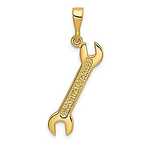 IceCarats 14K Yellow Gold Wrench Necklace Charm Pendant 30mm x 4mm Only