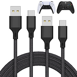 2 Pack 16.4FT Charging Cable for Xbox Series X/for Xbox Series S/for PS5 Controllers, Replacement USB Charger Cord Nylon Braided Type-C Ports Accessories for Nintendo Swith/Switch Lite