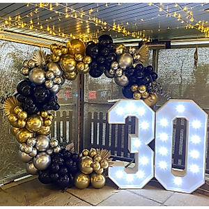 Bonropin 152pcs Black and Gold Balloons Garland Arch Kit with Black Gold Silver Balloons Gold Confetti Balloons New Year Ballons for Retirement Wedding Graduation New Year Birthday Party Decoration