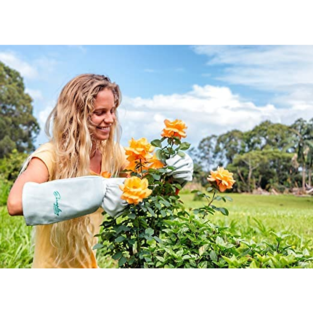 Rose Pruning Gloves for Men and Women - Thorn Proof Goatskin Leather Gardening Gloves with Gauntlet (Medium)