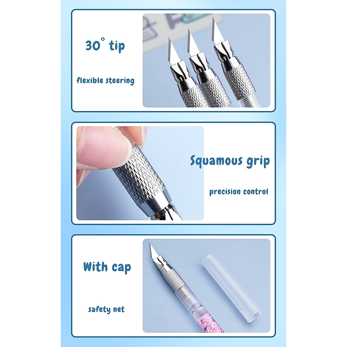 Exacto Knife Set, Bling Hobby Knife Pen with Blade Refills, Craft Cutting Tools for Scrapbooking Stencil Washi Tape Sticker Cutter, Pink