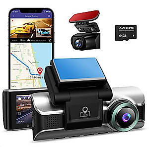 AZDOME 4K Dual Dash Cam, Built in WiFi GPS, with 64GB Card, Front 4K and Rear 1080P Car Dashboard Camera Recorder, 3.19" IPS, Night Vision, Capacitor, Parking Mode, Support 256GB Max M550-2CH