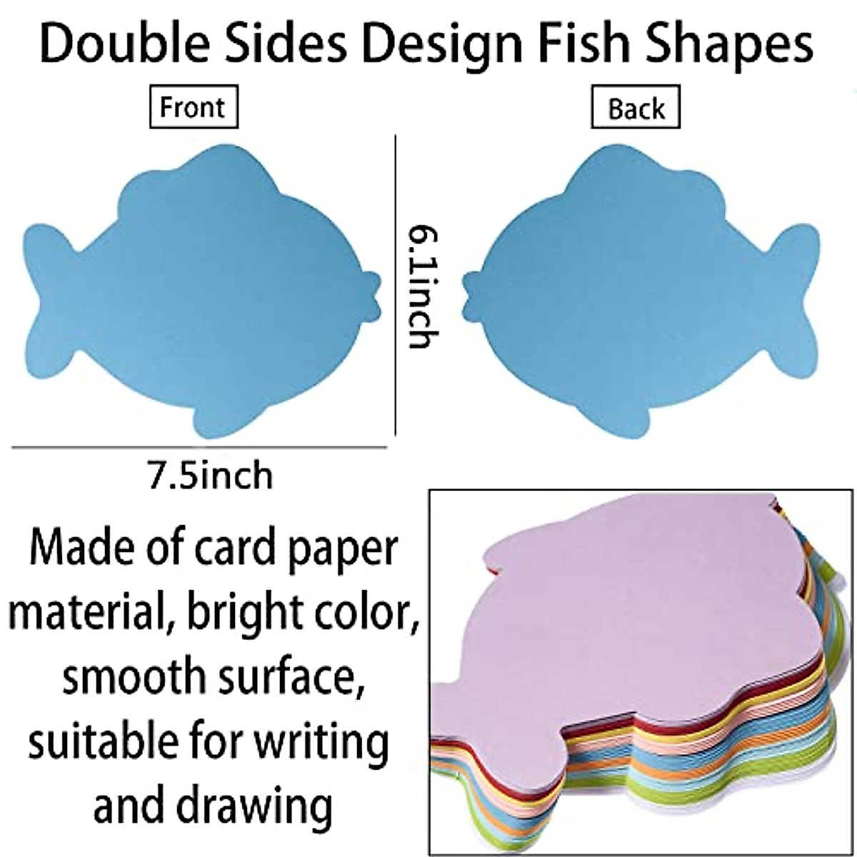 144 Pieces Large Fish Cutouts Paper Fish Shapes Assorted Color Ocean Fish Cut Outs Classroom Decoration Cut-Outs for DIY Kids Craft Projects Bulletin Board Spring Summer Theme School Party