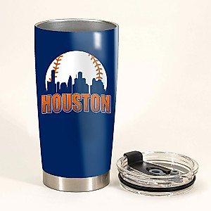 Schian Houston City Skyline Legends Baseball Tumbler - Coffee Mug Insulated Tumbler With Lid - Mother's Day, Father's Day, Birthday, Christmas Gifts For Fans - 20 Oz| Stainless Steel