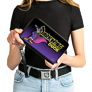 Buckle-Down Women's PU Zip Around Wallet Rectangle-Darkwing Duck, 7.5"x4.5"