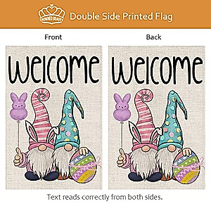 CROWNED BEAUTY Easter Garden Flag 12×18 Inch Double Sided Small Welcome Gnomes Egg Outside Vertical Holiday Yard Flag