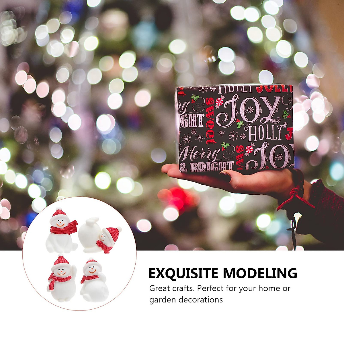 NOLITOY Micro Winter Landscape Ornaments Mini Resin Snowman Statue 4pcs Dollhouse Garden Fairy Yard Sculpture Decoration Random Style