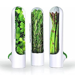 3PCS Herb Saver for Refrigerator, Herb Keeper-Vegetable Preservation Bottle, Cilantro Containers For Refrigerator, Fresh Herb Keeper for Cilantro, Mint, Asparagus, Keeps Greens Fresh for 2-3 Weeks