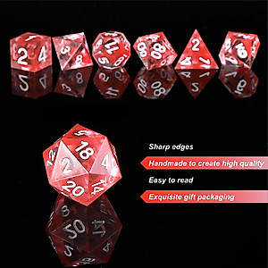 DAKAFUL DND Game Dice-Set Sharp Edges - Dungeons and Dragons Polyhedral Red Dice Set for D＆D RPG MTG Table Games D4 D6 D8 D10 D12 D20