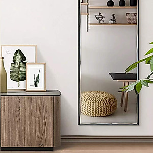 ZBEIVAN Full Length Mirror 65"x23.6" Standing or Wall Hanging, Vertical Black Frame HD Rectangle Full Body Tall Big Floor Stand up or Wall Mounted Mirror