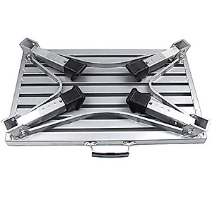 RV Step, RV Step Stool, Adjustable Height Aluminum Folding Platform Step with Non-Slip Rubber Feet, Handle, RV T Level, Durable Construction Supports Up to 1000 lbs, Easy Storage and Transport HELESIN