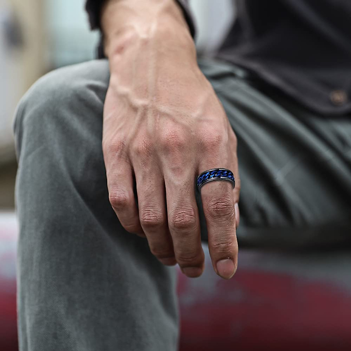 FINZOR 16Pcs Stainless Steel Fidget Band Rings for Men Women Spinner Ring Cool Rings Wedding Promise Band Ring Jewelry Set Size 10