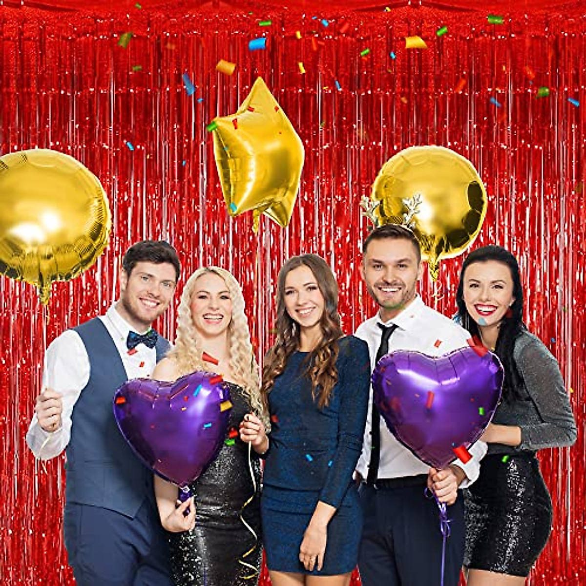 3 Pack Fringe Curtains Party Decorations,Tinsel Backdrop Curtains for Parties,Photo Booth Wedding Graduations Birthday Christmas Event Party Supplies (Red)