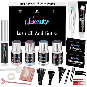 Libeauty Eyelash Lift and Color Kit Brow Lamination with Black Lash Perm Quick Lifting & Voluminous Coloring with Complete Tools DIY Use at Home & Salon Supplies