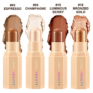 Face Cream Contour Stick Bronzer Stick Highlighter Stick Blush Stick Illuminator Makeup Glow Kit,Long Lasting Highly Piamented Skin Brighten Shadow Contour Bronzer Highlighter Blush Powder-A3