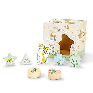 KIDS PREFERRED Guess How Much I Love You Wooden Montessori Shape Sorter with Rope Handle, 7 Blocks, and Positive Messaging from The Book Classic Toy for Babies, Toddlers, and Kids