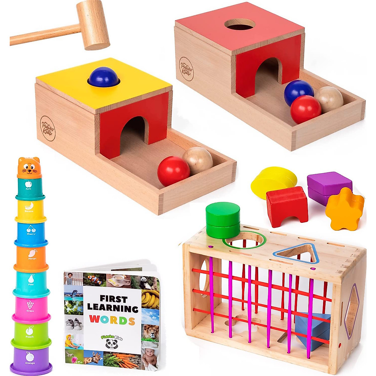 Pidoko Kids Montessori Toys for 1 Year Old - Wooden Object Permanence Box - Shape Sorter Toys for Toddlers 1-3 | Sensory, Learning & Developmental Baby Toys 12-18 Months - 1st Birthday Gifts Boy Girl