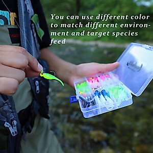 Dovesun 110pcs Crappie Lures with Jig Heads Hooks Kit- Soft Plastic Grubs-Tubes Bait 80Pcs 1/8 1/16 1/32 oz 30Pcs Crappie Jigs Fishing Lures Kit for Saltwater Freshwater Fishing