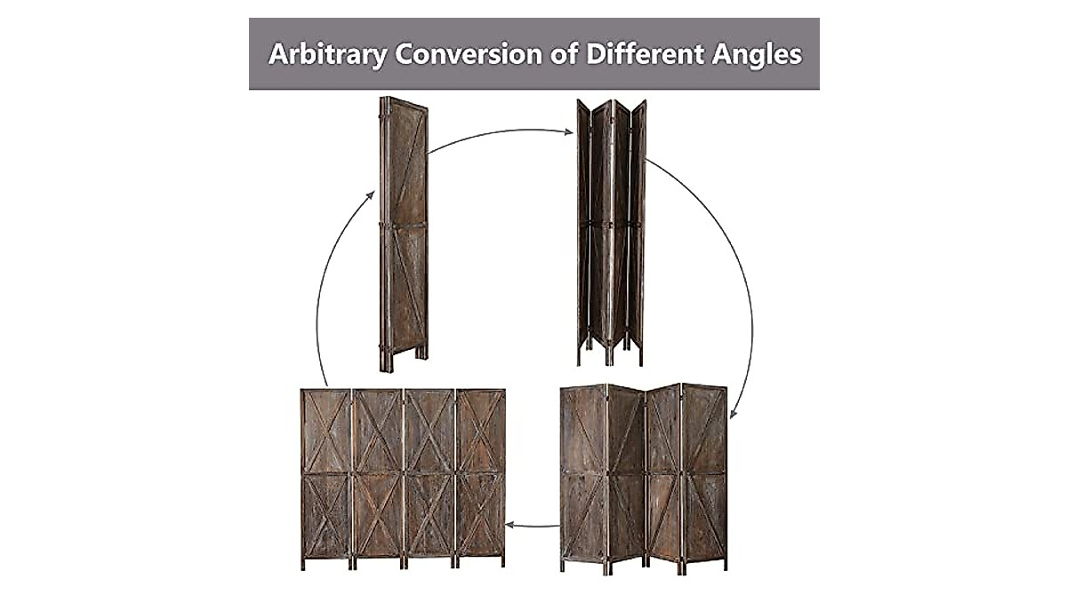Room Divider Screen - Portable 4-Panel Privacy Solution for Home & Office