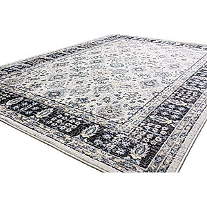 Bashian Collection Area Rug - Luxury Power Loom Polyester - Home Decor for Runner Rug, Entryway Rug, Living Room Rugs, 2.6’ x 8’, Ivory/Charcoal