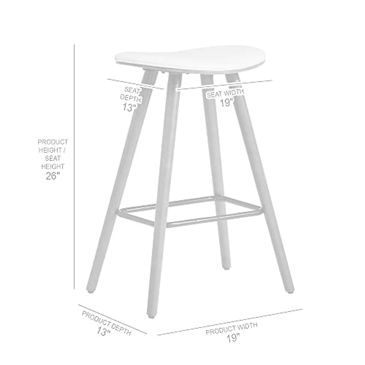 Armen Living Piper 26" Counter Height Backless Bar Stool in Cream Faux Leather and Walnut Wood