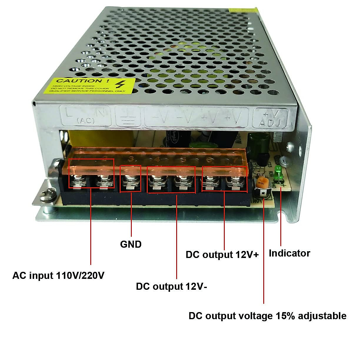 AC 110V to DC 12V 10A 120W Universal Regulated Switching Power Supply Adapter Transformer Driver Converter for LED Strip Light, CCTV Security Camera System, Computer Project