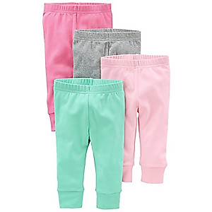 Simple Joys by Carter's Baby Girls' 4-Pack Pant, Mint Green/Pink/Grey, 18 Months