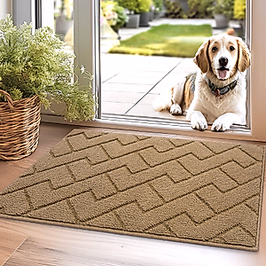 hicorfe Indoor Doormat,Front Back Door Mat Rubber Backing Non Slip Door Mats 20"x31.5" Absorbent Resist Dirt Entrance Doormat Inside Floor Mats for Entryway Washable Low-Profile (Brown)